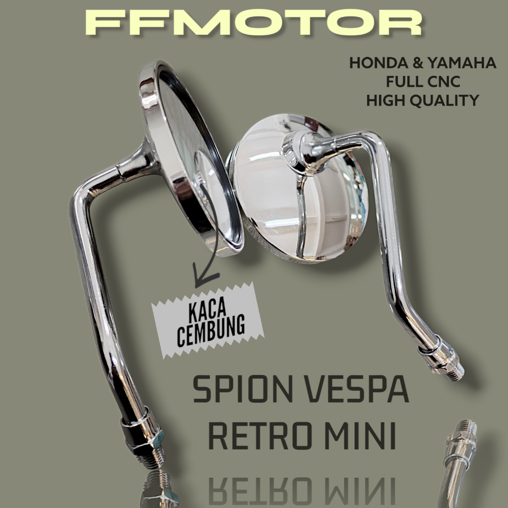 Jual Spion motor variasi model vespa classic warna chrome hitam ...