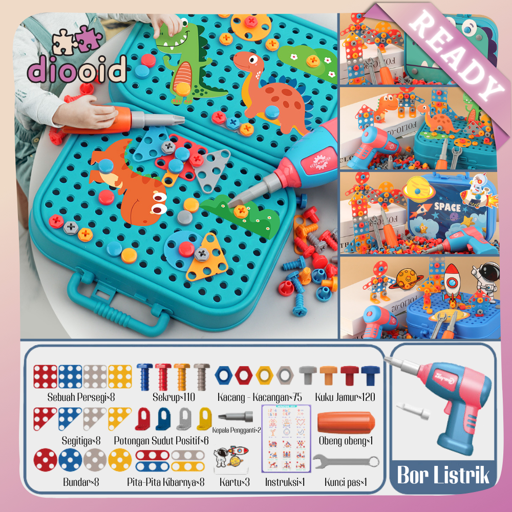 Jual [Ready]351PCS Mainan Anak Tool Box Set 211pcs DIY 3D Kotak Sekrup ...