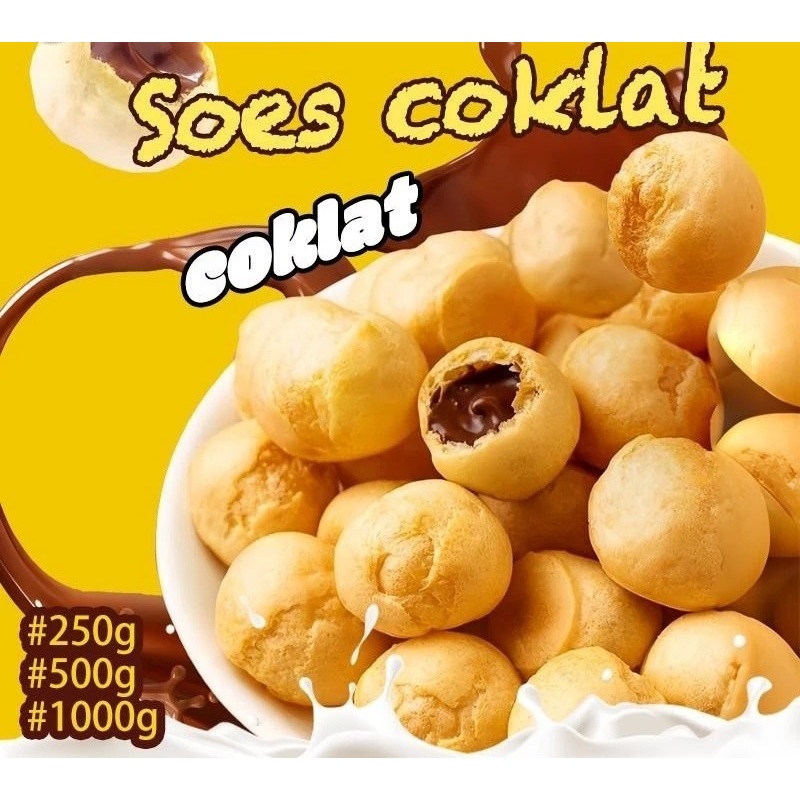 Jual COD Soes Coklat Cokelat 500g/1kg halal Kue Sus Kering Isi soes ...