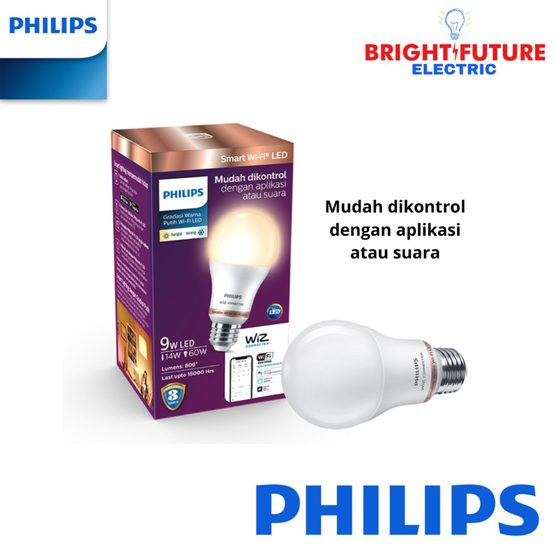 Jual Lampu Philips Smart Wi-Fi LED 9 Watt WiZ Connected Color and Tunable White Original ...