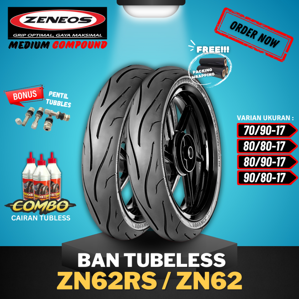Jual .[READY COD] BAN ZENEOS ZN62RS / ZN62 RING 17 ( 70/90-17 / 80/80-17 / 80/90-17 / 90/80-17 ...