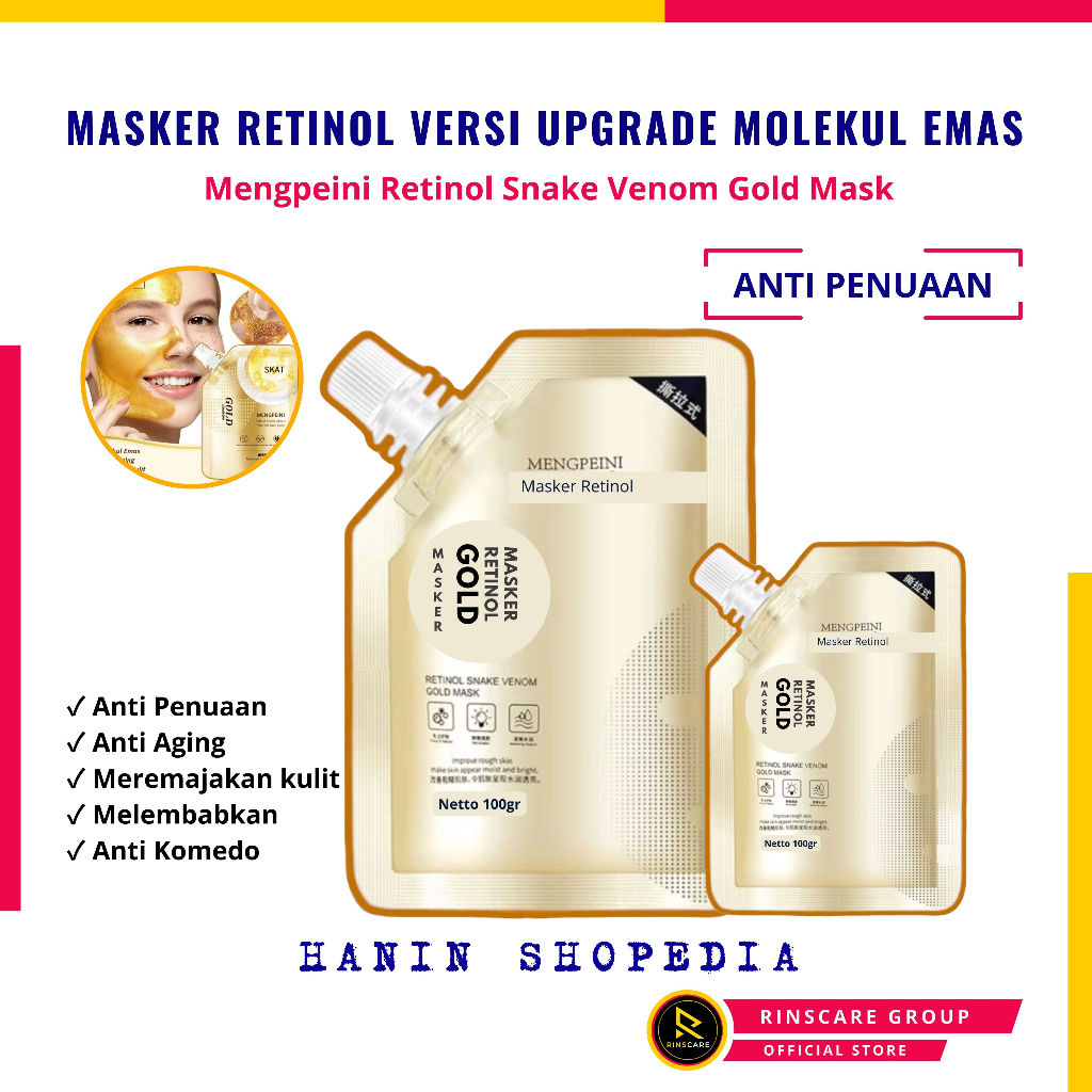 Jual [ MASKER GOLD MENGPEINI ] MENGPEINI Retinol Snake Venom Gold Mask ...