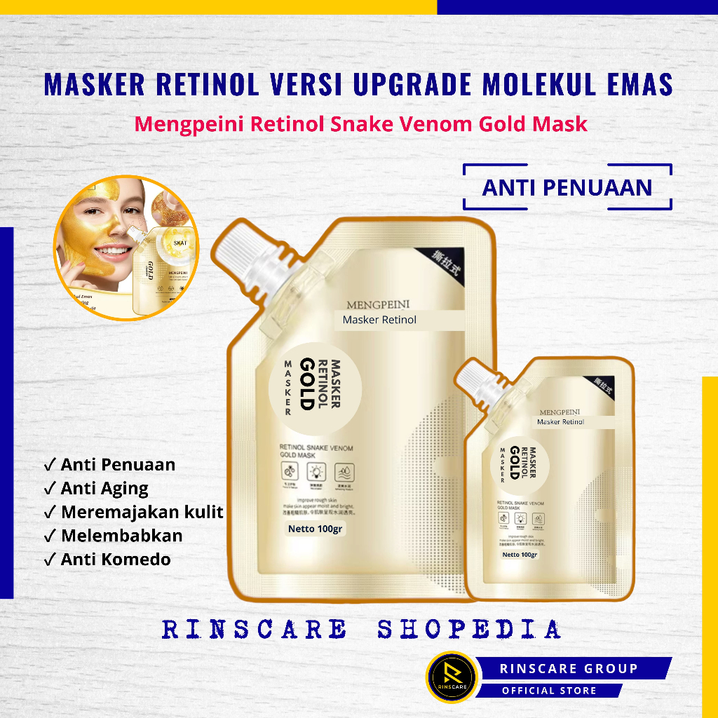 Jual [ MENGPEINI GOLD MASK ] Masker Retinol Snake Venom Gold Mask ...