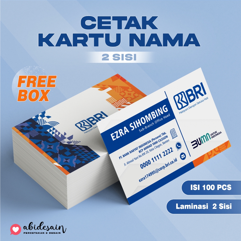 Jual CETAK KARTU NAMA - CUSTOM - 2 SISI | Shopee Indonesia