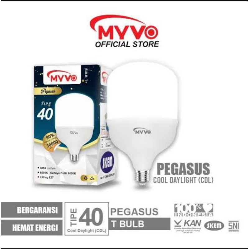 Jual Lampu Bohlam Led MYVO Pegasus Tipe 40 watt T bulb Cahaya Putih | Shopee Indonesia