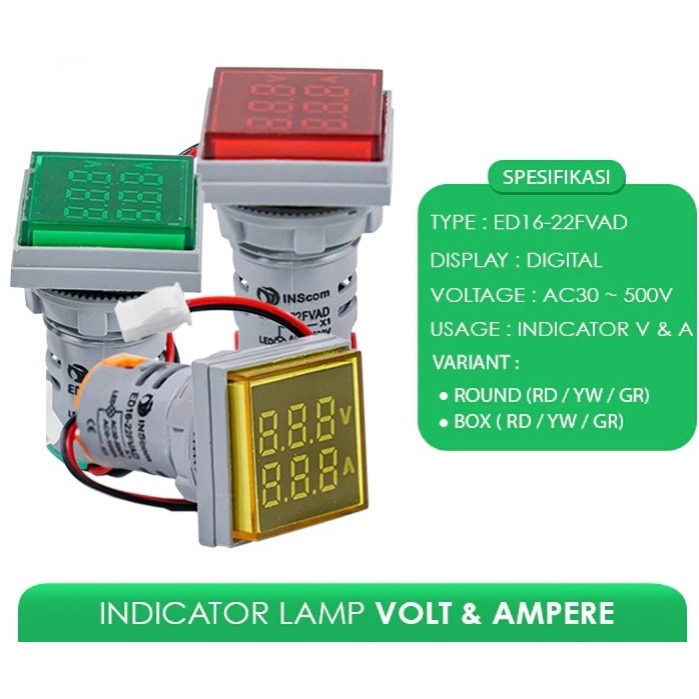 Jual INDIKATOR LAMP AMPERE & VOLT / PILOT LAMP DISPLAY AMPERE & VOLT ...