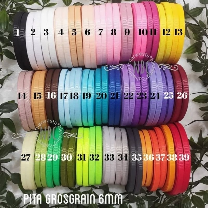 Jual 20 yard Pita grosgrain pita salur pita garis 6mm ( 1/4 inchi ...