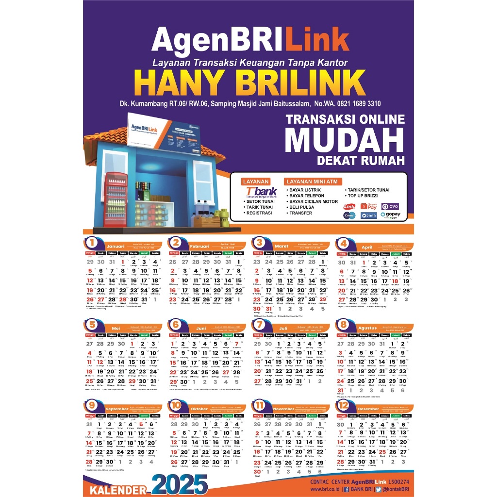 Jual KALENDER BRI LINK / TOKO / SRC / YOUMART / PROMOSI TOKO DLL, BAHAN ...
