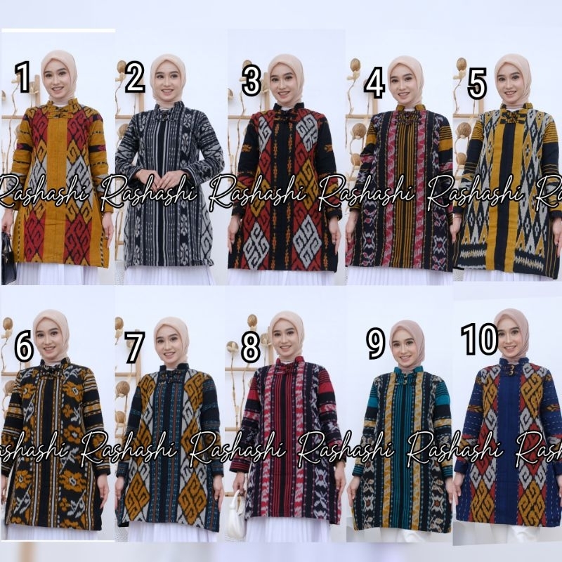 Jual RALINA Tunik tenun troso jepara busui friendly atasan baju wanita modern resleting depan ...