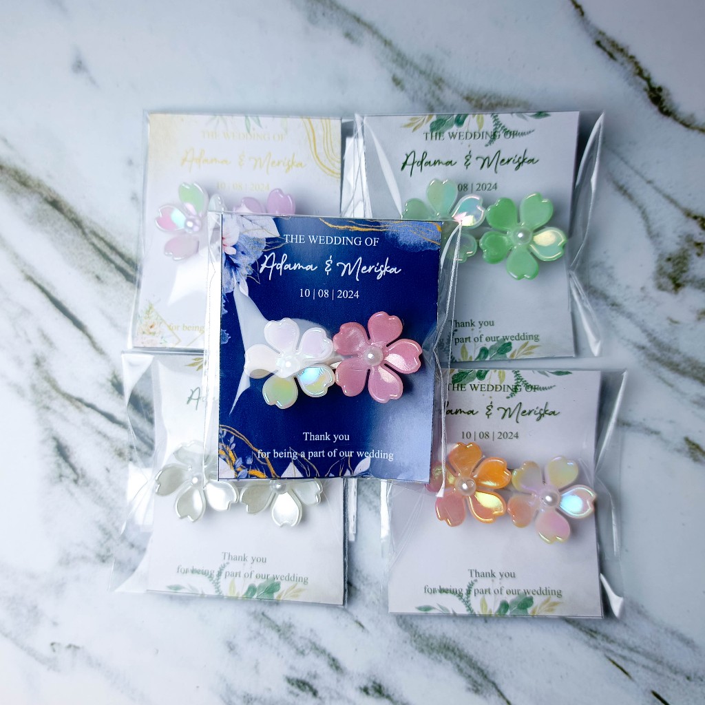 Jual souvenir pernikahan bross bunga bening gradasi isi 50 pcs unik ...