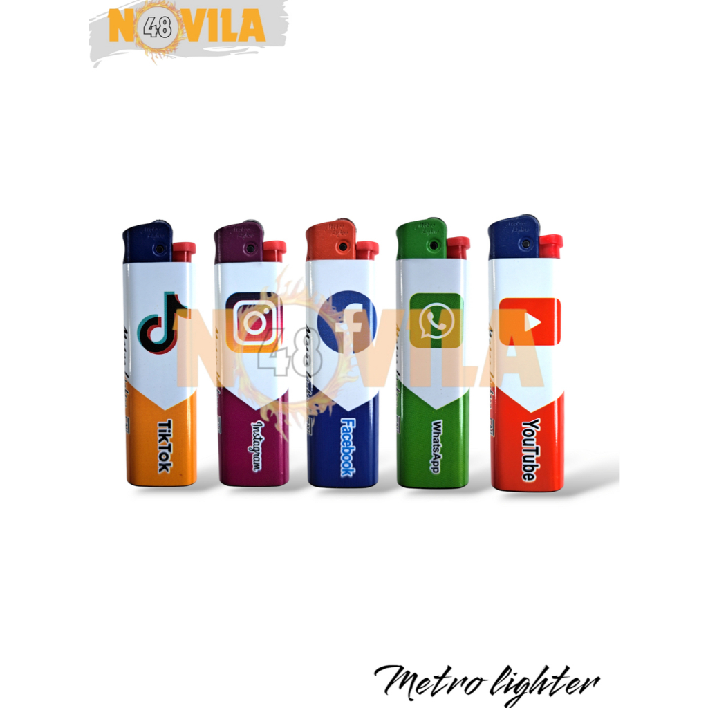 Jual Metro Lighter model Sosial Media J 012 A mirip Cricket / Korek api ...
