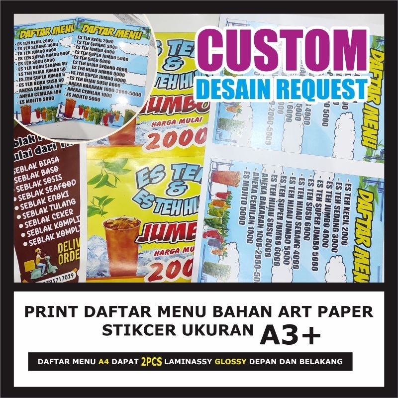 Jual Print Daftar Menu Art Cartoon/Art Paper | Shopee Indonesia