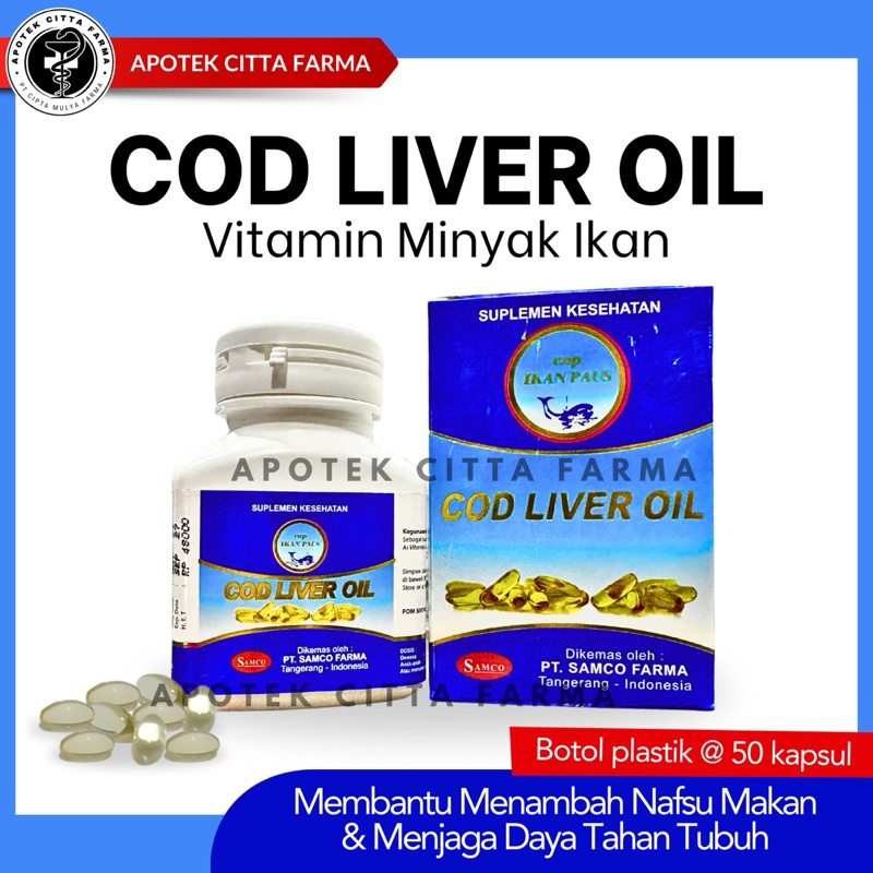 Jual Minyak Ikan Cod Liver Oil Cap Ikan Paus 50 / 100 Kapsul Lunak ...