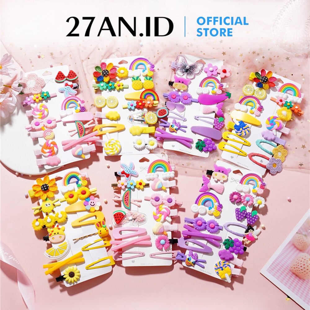 Jual (27AN.ID) Jepit Rambut Anak Fashion Korea 14pcs H698 Set Kartun ...