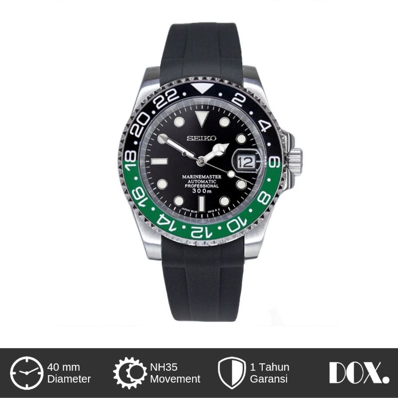 Jual Mod Seiko Sprite NH35 Automatic SeikoMod Submariner Strap Rubber Kaca Sapphire Ceramic ...