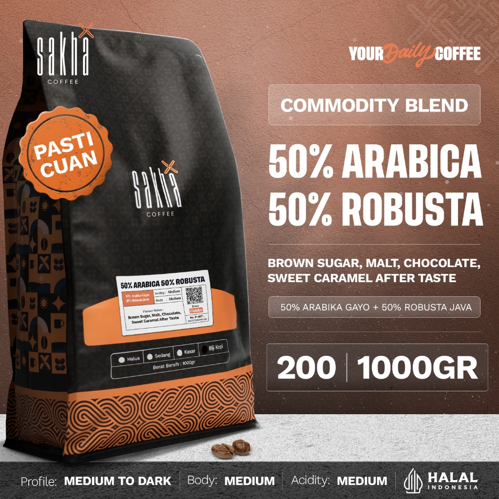 Jual BIJI KOPI 50% ARABICA Ekonomis Espresso Blend By Sakha Coffee Roastery | Shopee Indonesia