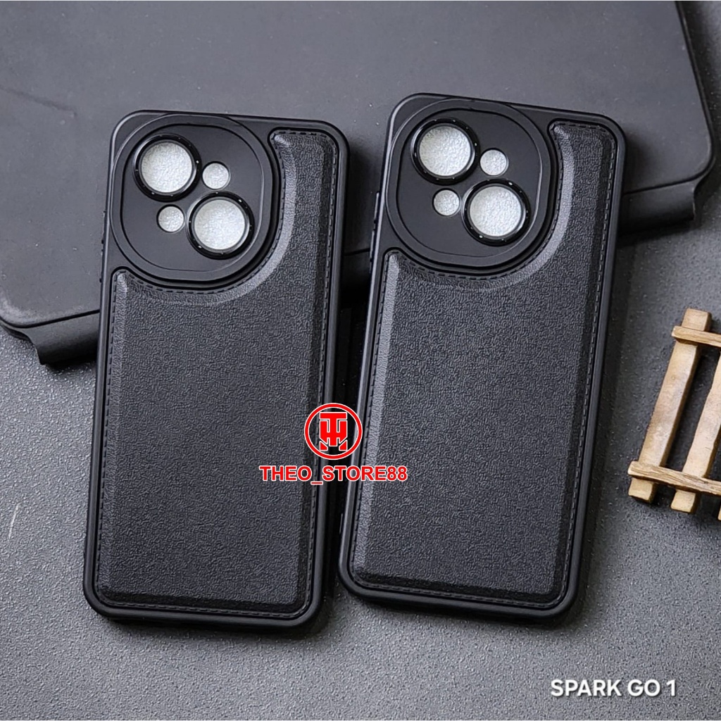 Jual Tecno Spark Go 1 Case Leather Pro Black Tecno Spark Go 1 Shopee Indonesia