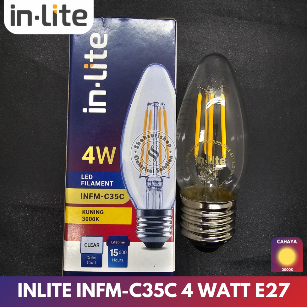 Jual INLITE LAMPU FILAMENT IN-LITE LAMPU HIAS CANDLE 4W CLEAR IN-LITE ...
