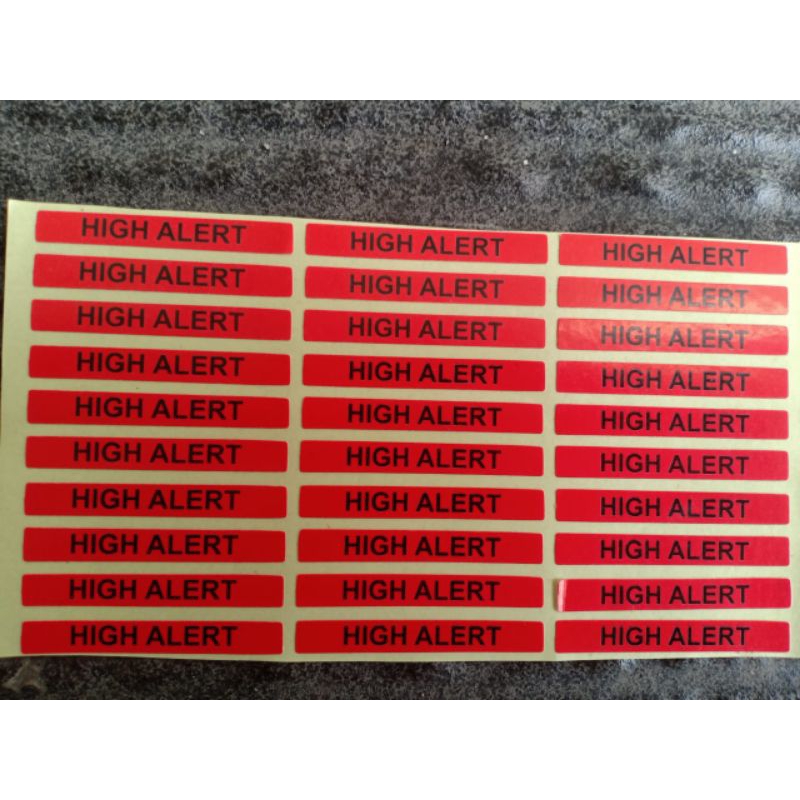 Jual label high alert warna merah ukuran 0,5cm x 4 cm ( 30 lembar ...