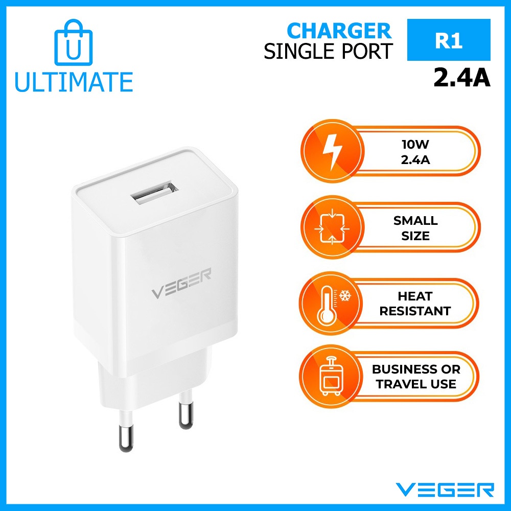 Jual Charger Veger R1 Single Port USB Output 2.4A | Shopee Indonesia