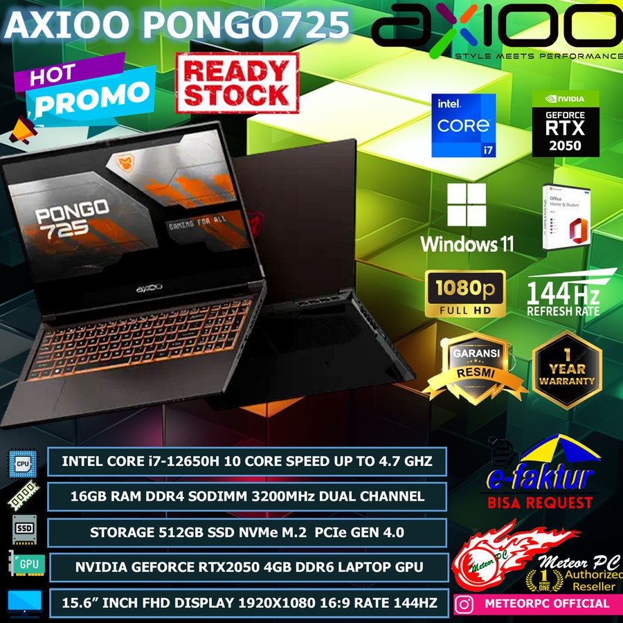 Jual LAPTOP AXIOO PONGO 725 | i7 12650H 16GB 512GB RTX2050 4GB WINDOWS ...