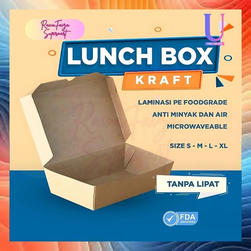 Jual Paper Lunch Box Kraft Coklat Full Laminasi Ukuran S [] M [] L [] 315 gsm [] Kotak Bungkus ...