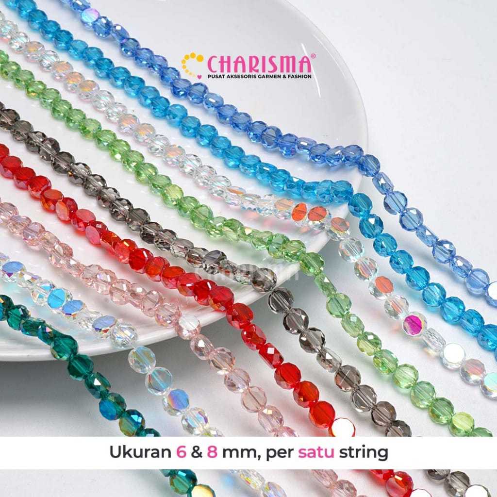 Jual Charisma Crystal ceko flatround bening - crystal acrylic 6mm dan 8mm/ harga per string ...