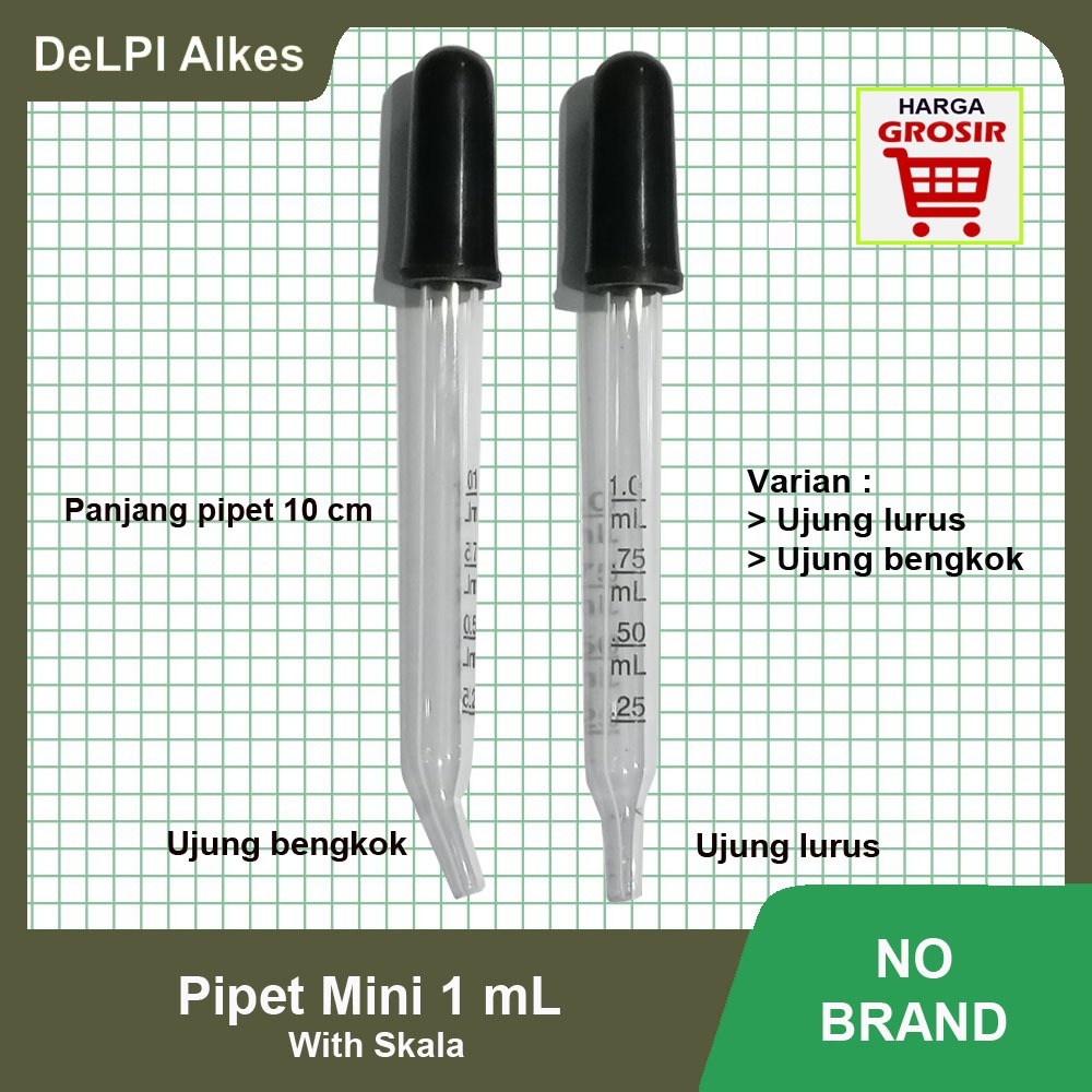 Jual Pipet tetes kaca 1 mL mini dengan skala ujung lurus dan bengkok ...