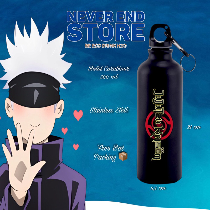 Jual Botol Minum Stainless Sport Carabiner Hitam 500 ml Premium Anime ...