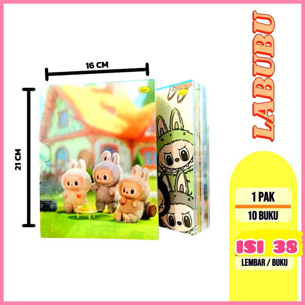 Jual Buku Tulis 38 Lembar LABUBU,CAPYBARA,BABYDOLL,UNICORN,PICNIK DAN ...