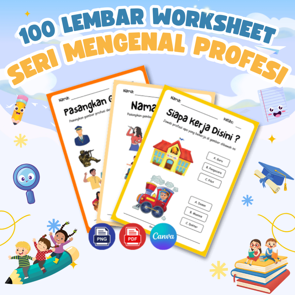 Jual 100 LEMBAR WORKSHEET PRINTABLE UNTUK ANAK SERI MENGENAL PROFESI ...