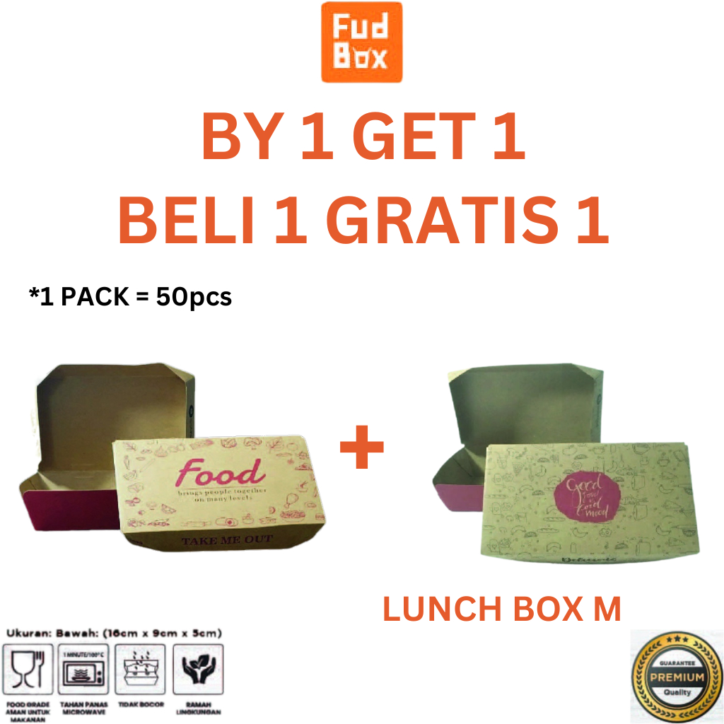 Jual [BELI 1 GRATIS 1] buy 1 get 1 / 1 pack=50 pcs Lunch Box Kraft ...
