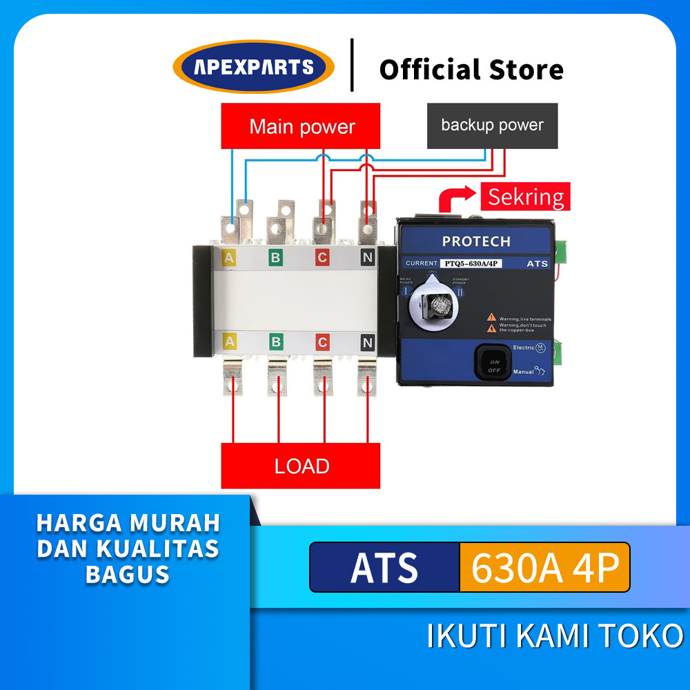 Jual ATS 4P 630A Ats Dual Power Automatic Switch Pln Genset ATS 630A 4P ...