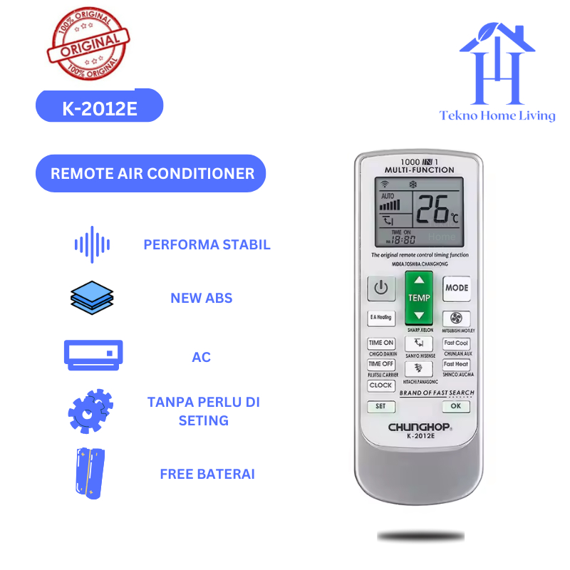 Jual Remote AC Multi Universal Remote Air Conditioner Chunghop K-2012E ...