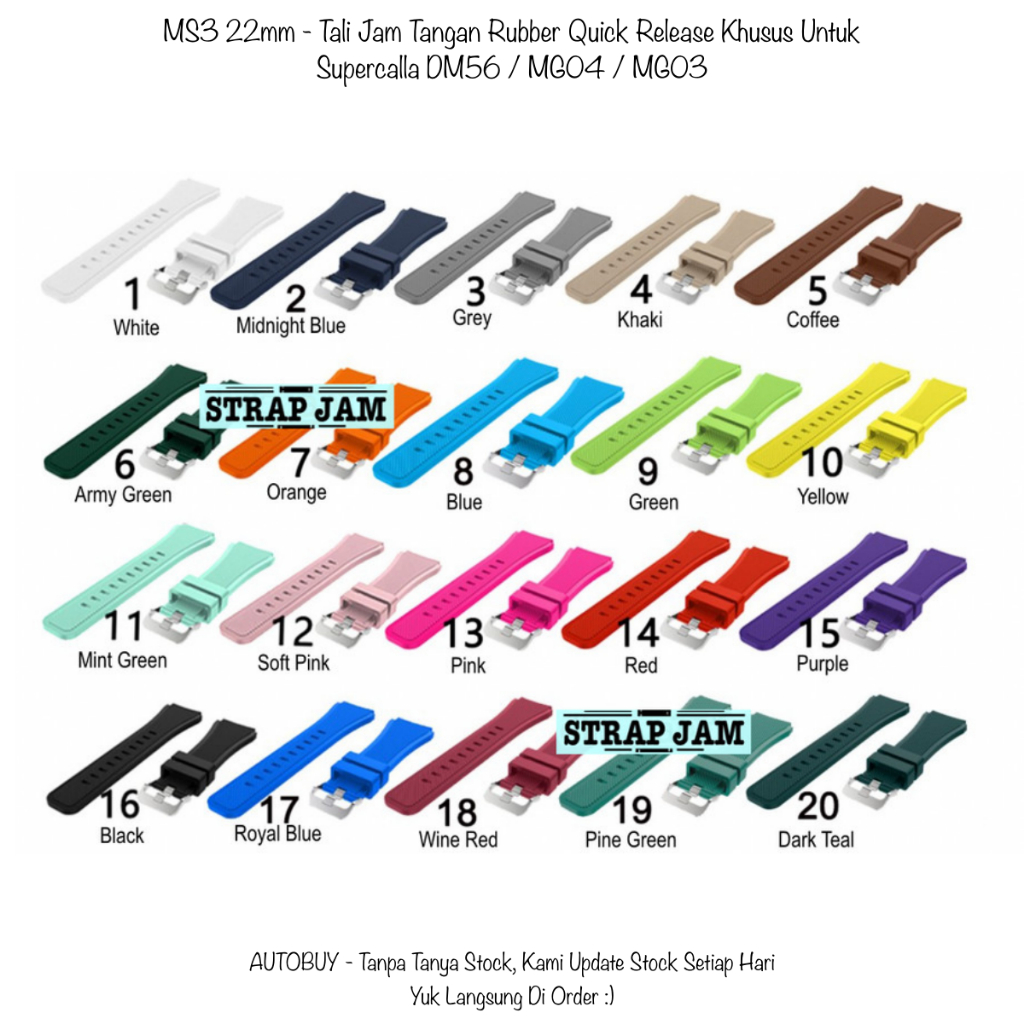 Jual MS3 22mm Strap Supercalla Onyx DM56 MG04 MG03 HK08 - Tali Jam ...