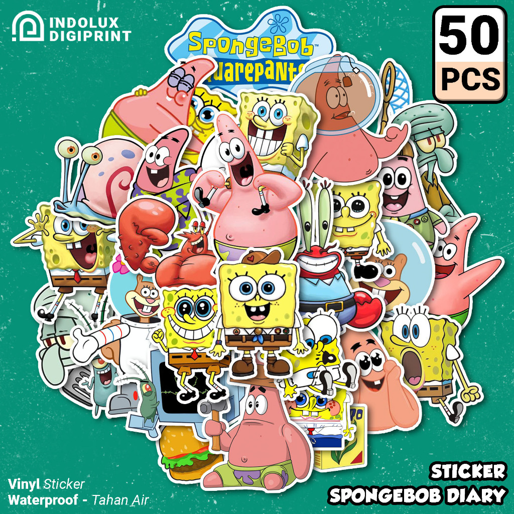 Jual Sticker SpongeBob 50 Pcs Diary Jurnal Sticker Patrick Sponge Bob ...
