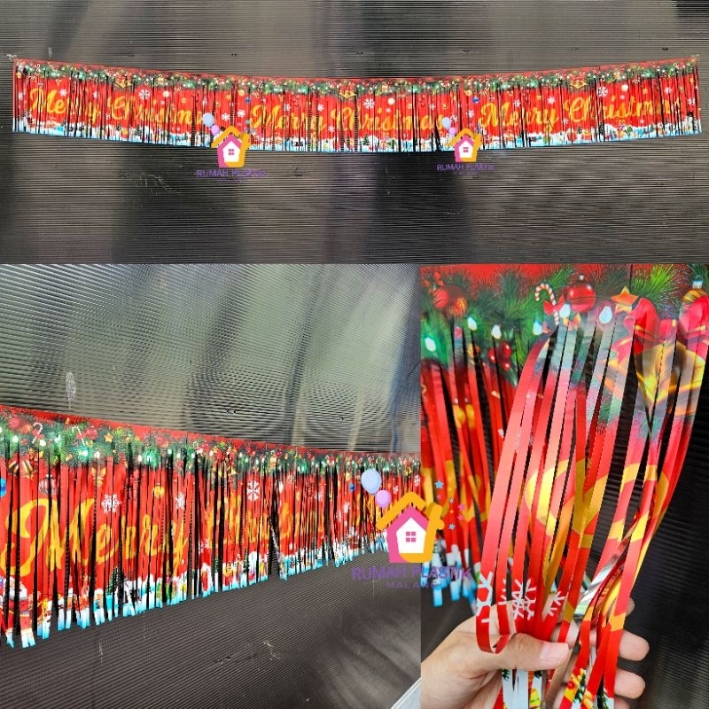 Jual BANNER RUMBAI MERRY CHRISTMAS RED GOLD selamat hari raya natal ...