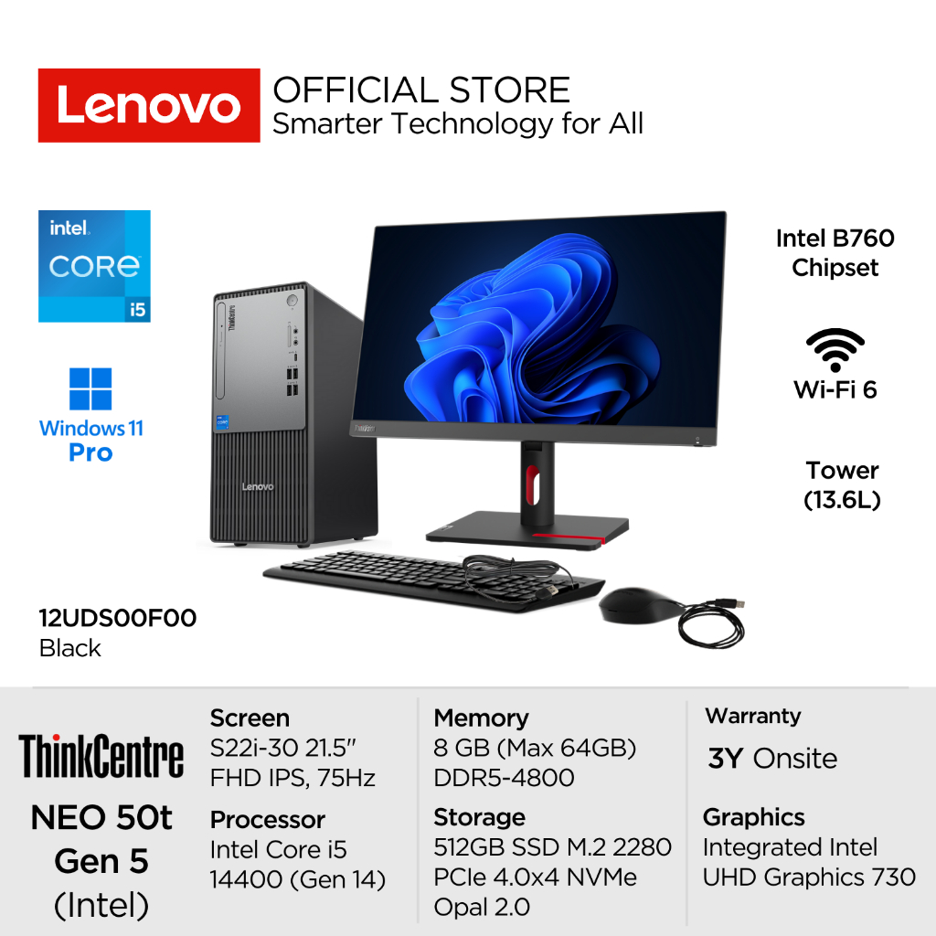 Jual Lenovo PC ThinkCentre Neo 50t Gen 5 0F00 Intel Core i5 14400 Win11 ...