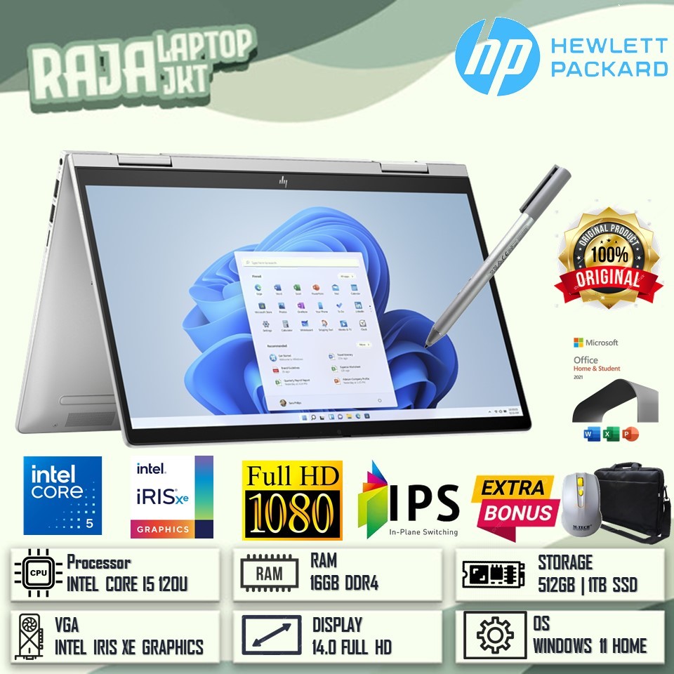 Jual Laptop touchscreen 2 in 1 Hp envy x360 14 Intel Core i5 120U Ram ...