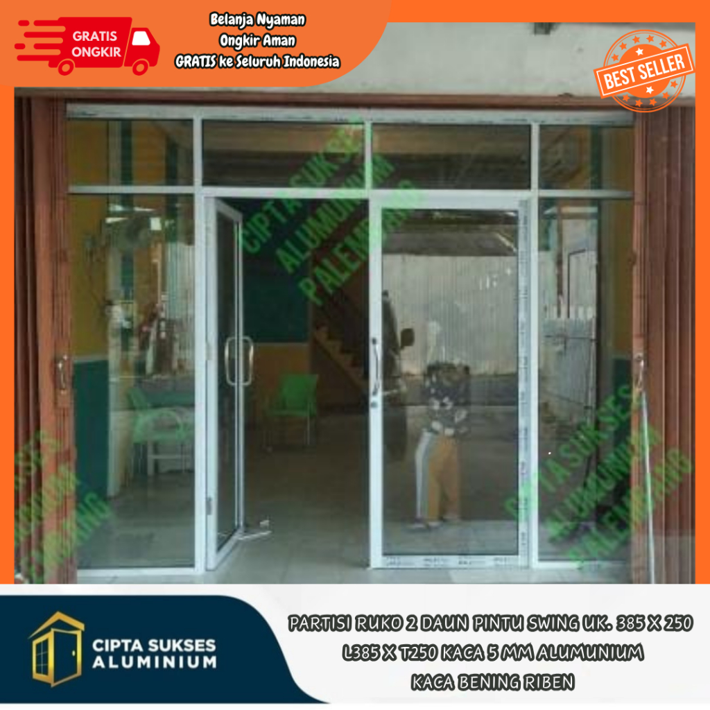 Jual PARTISI RUANGAN ALUMINIUM UKURAN 385x250 minimalis partisi ruko 2 ...