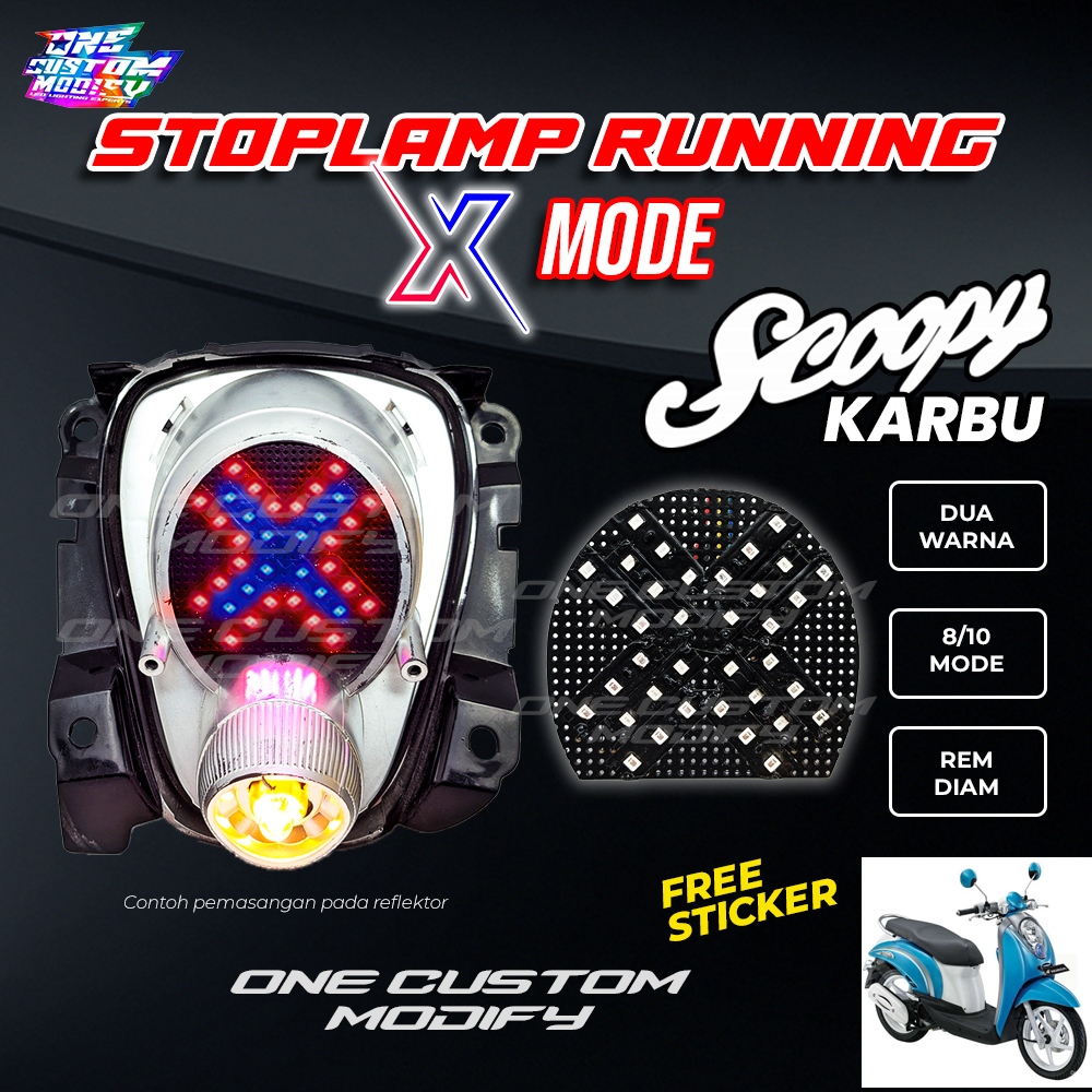 Jual Stoplamp Running X Mode Scoopy Karbu Lampu Rem LED Motor Variasi One Custom Modify | Shopee ...