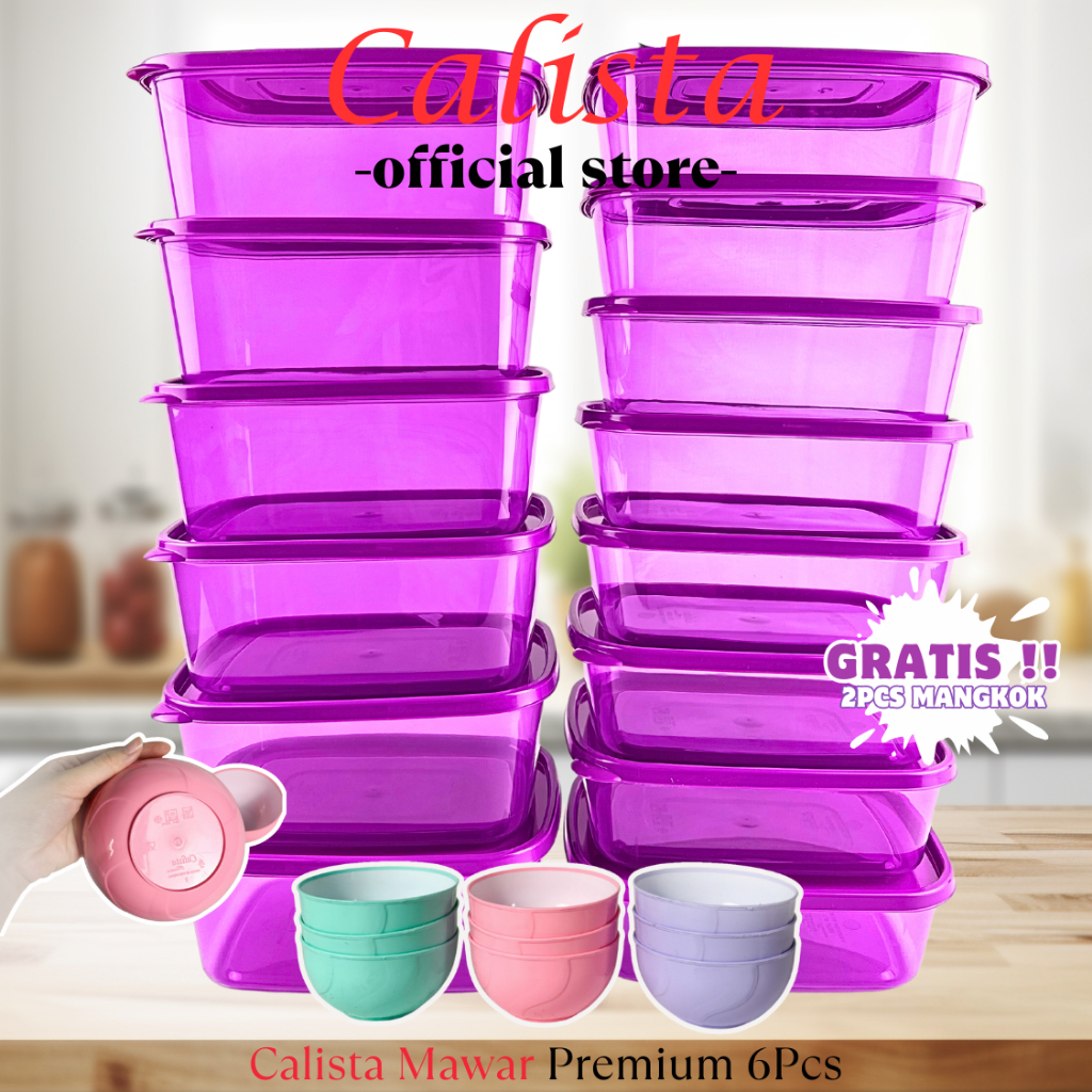 Jual [ CALISTA ] TOPLES PLASTIK CALISTA MAWAR SET ISI 6 PCS FOOD ...