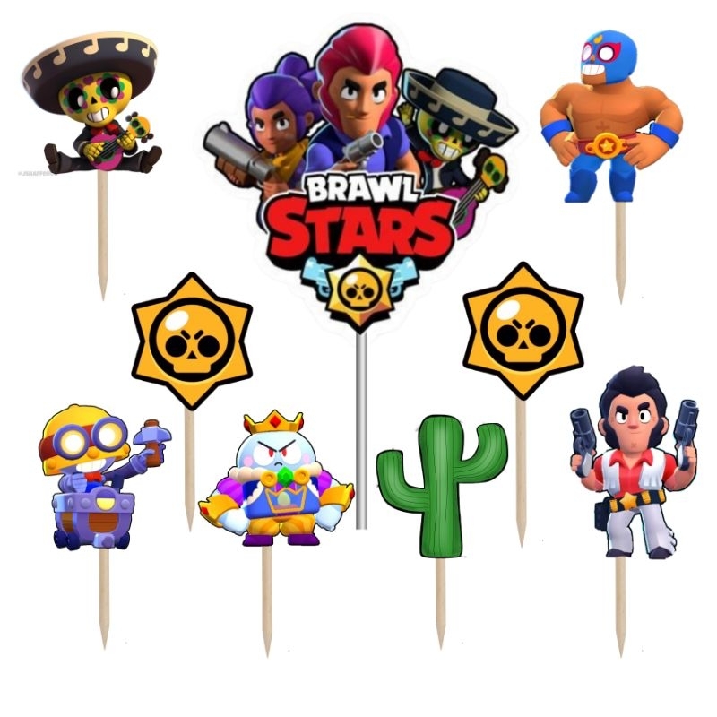 Jual Toper cake Brawl Star/hiasan kue tusuk/Decorasi untuk kue ulang ...