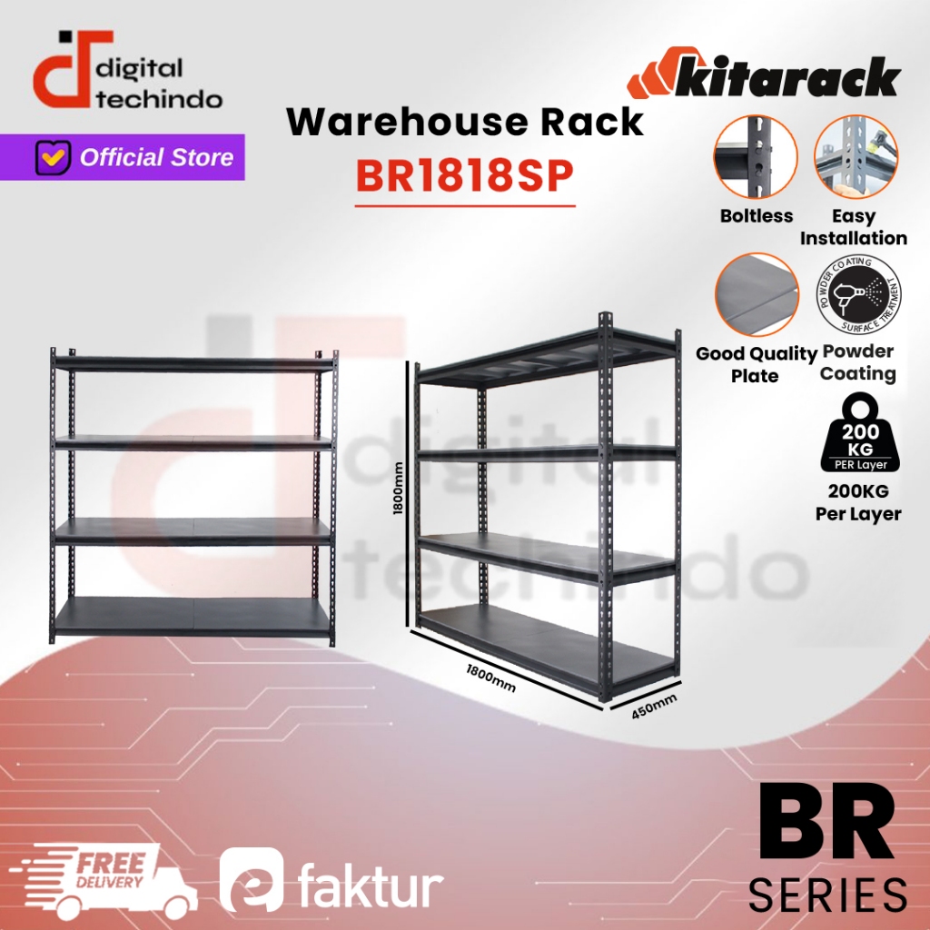 Jual Kitarack Boltless Rack Gudang BR1818SP 200KG / Layer Rak Gudang ...
