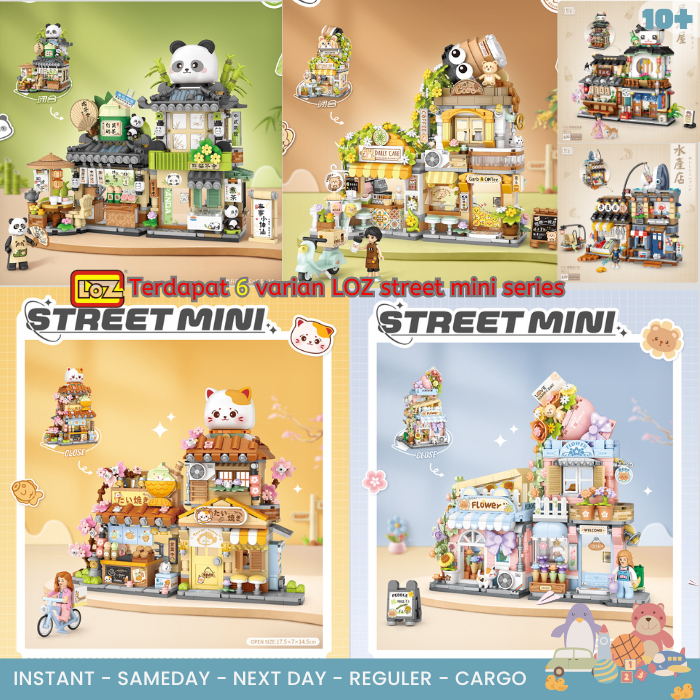 Jual LOZ Street mini series 1383 Panda tea 1382 Bear Coffee shop, 1231 ...