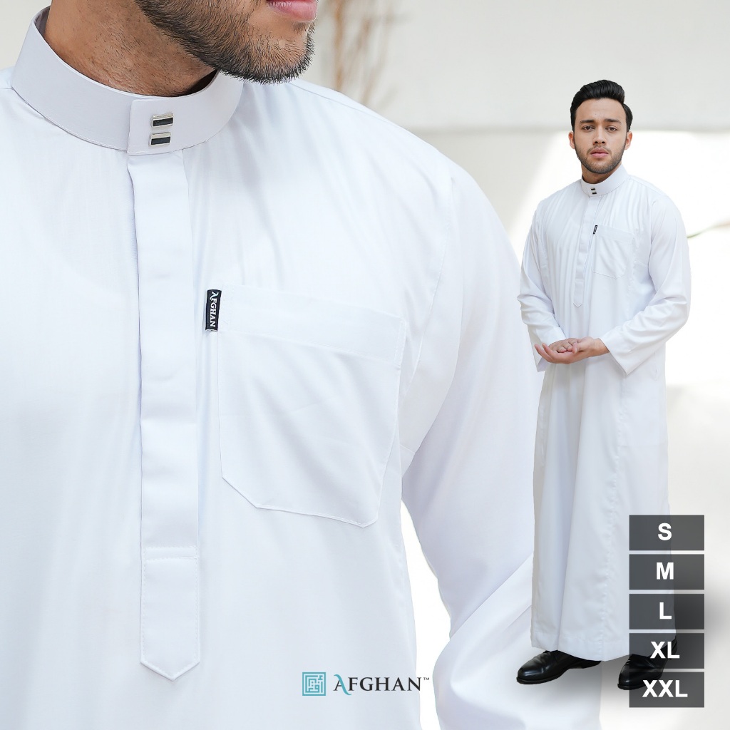 Jual AFGHAN Jubah Arkan Model Jubah Putih Polos Type Kancing Tertutup ...