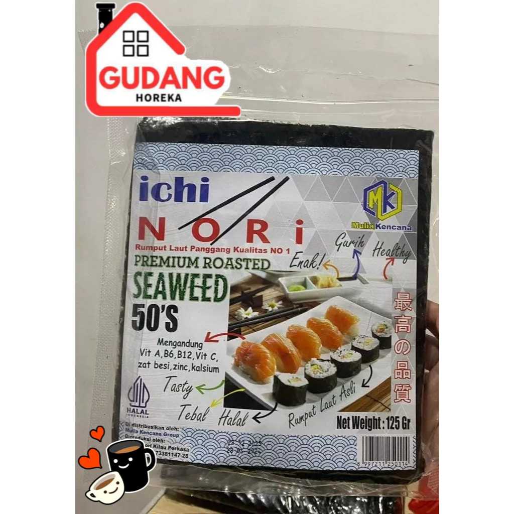 Jual RUMPUT LAUT SUSHI/ ICHINORI / ICHINORI SUSHI NORI 50 SHEETS - RUMPUT LAUT SEAWEED HALAL DAN ...