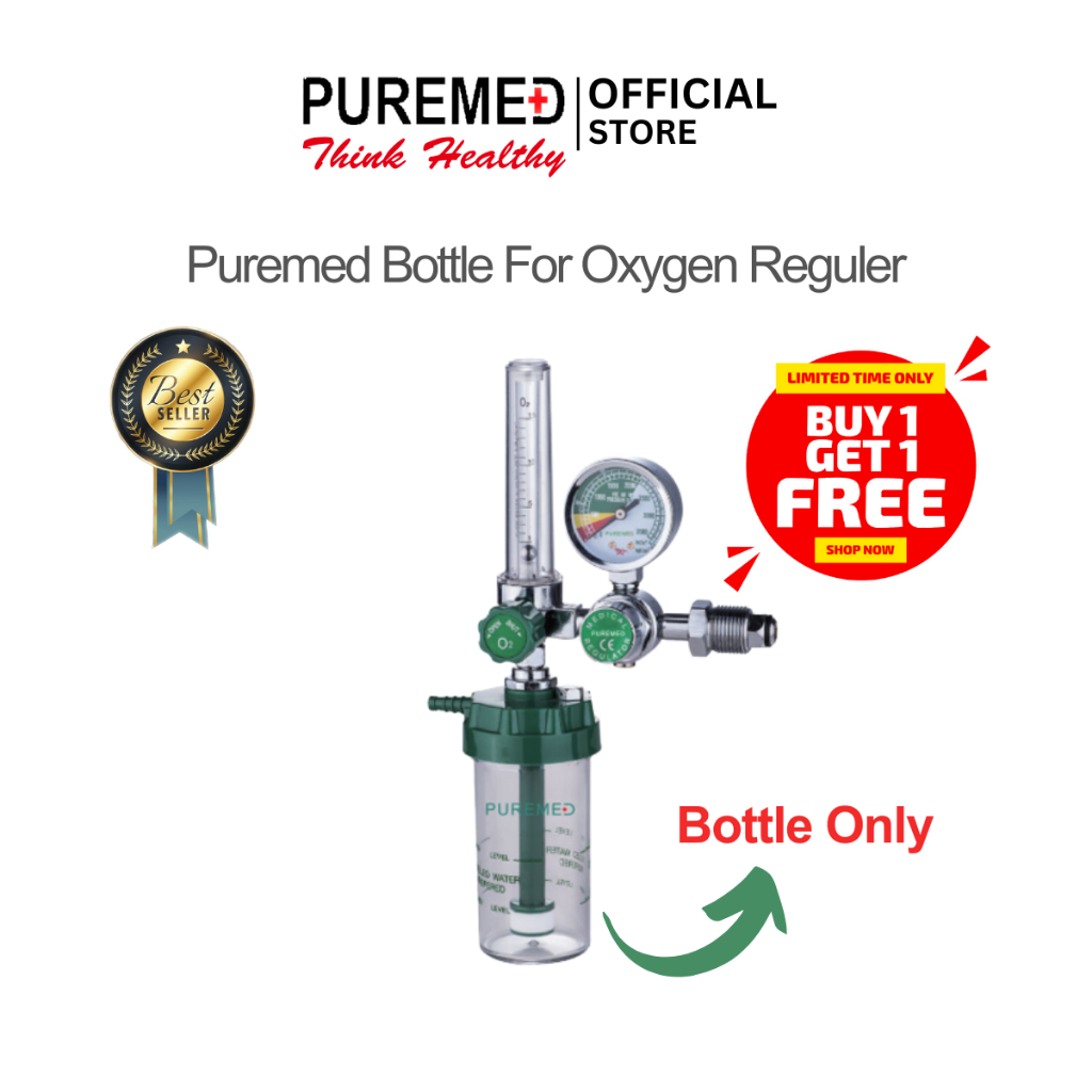 Jual ( BUY 1 GET 1 ) Puremed Bottle Medical Oxygen Regulator / Botol ...