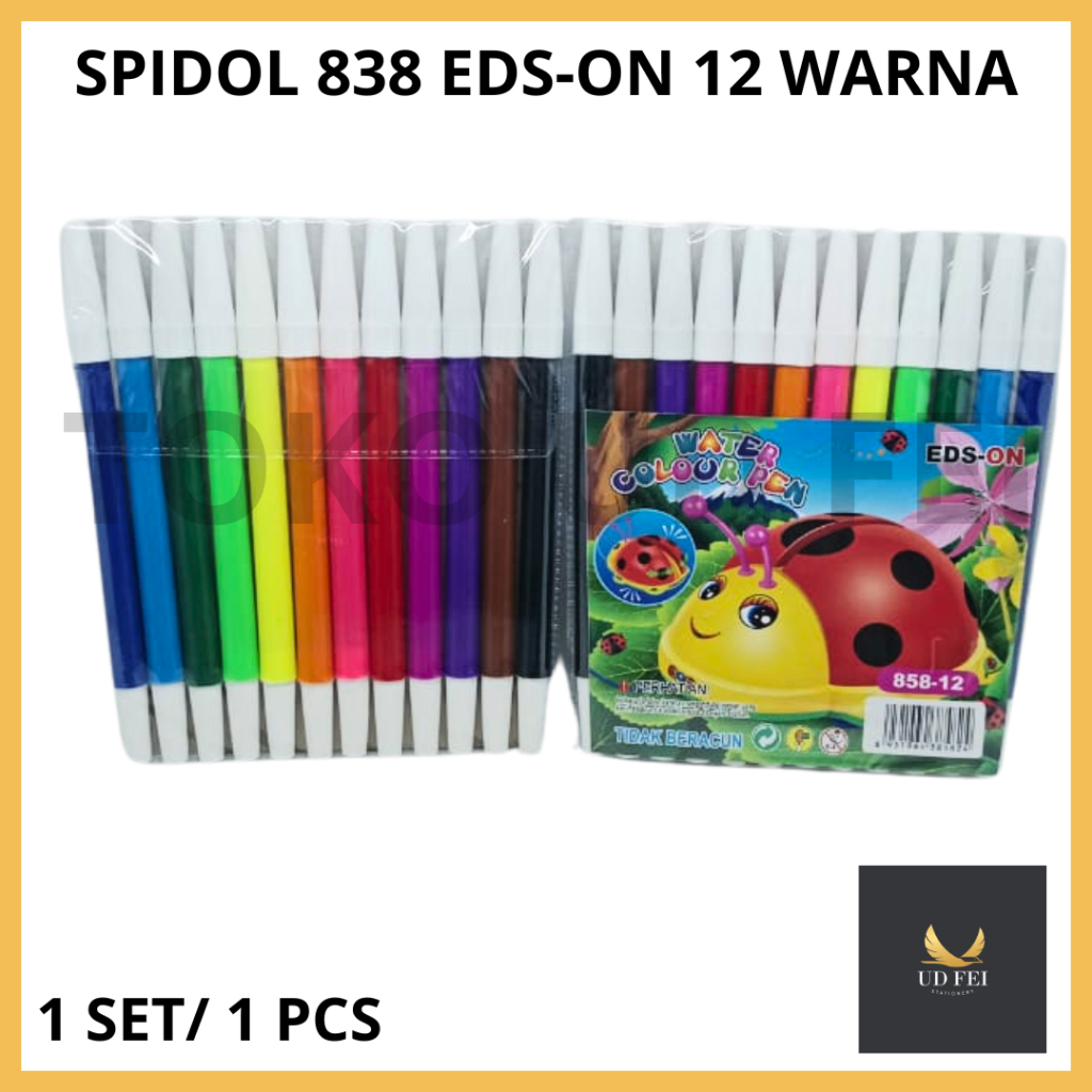 Jual (1 SET) Spidol BESAR / spidol 12 warna BESAR/ spidol 838 EDS - ON ...