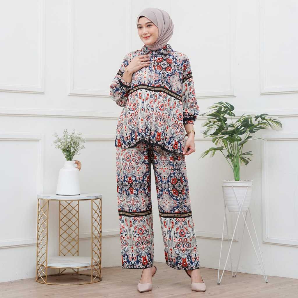 Jual PIYAMA ONE SET KEKINIAN RAYON MOTIF PREMIUM LENGAN PANJANG ...